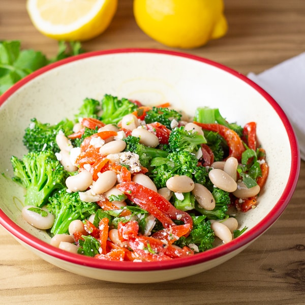 Broccoli with Bean and Red Pepper Salad - Salu Salo Recipes